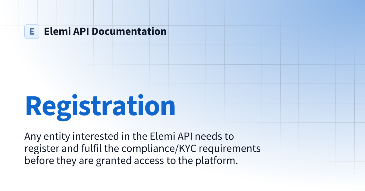 Registration | Elemi API Documentation