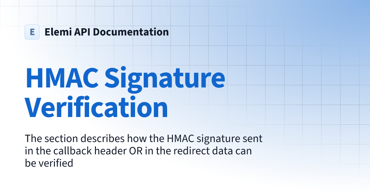 HMAC Signature Verification | Elemi API Documentation