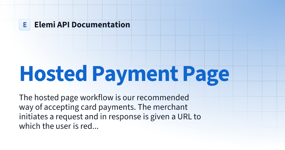 Hosted Payment Page | Elemi API Documentation